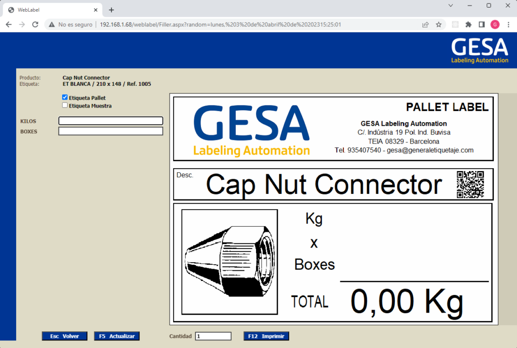 Solución para la impresión de las etiquetas desde entornos WEB | GESA